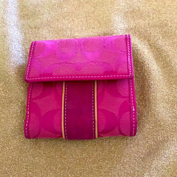 Coach | Bags | 429 Coach Signature Rare Hot Pink Wallet | Poshmark
